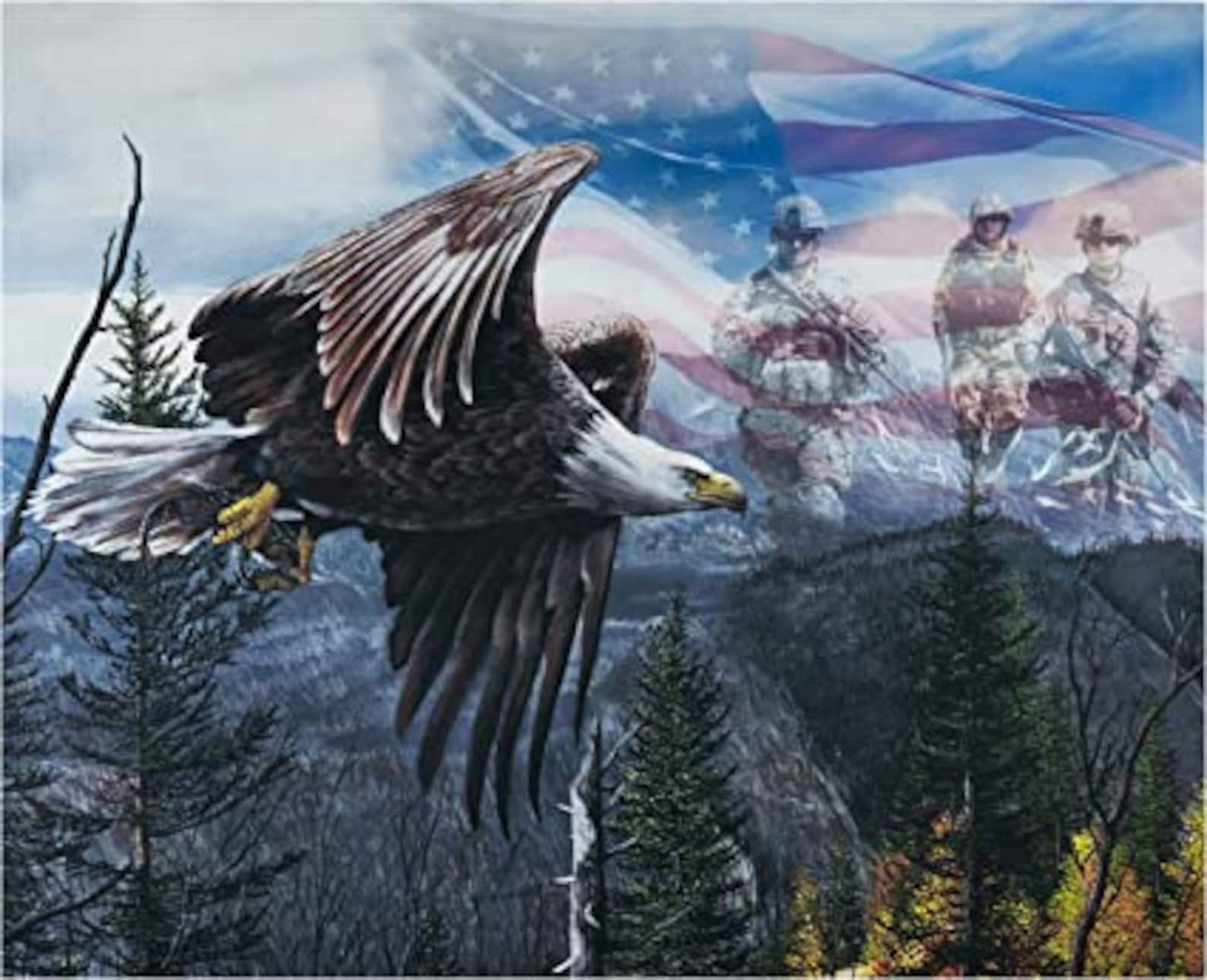 Free Like an Eagle Fabric Panel 35"x44", BW-0033-7C Licensed by David ...