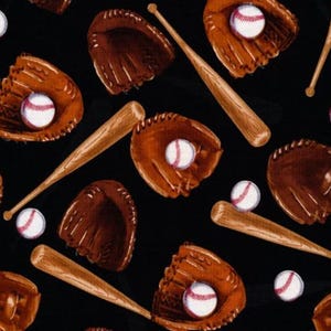 Baseball Fabric 1/2 Yard, C4122 Baseball Bat Ball Fabric by Timeless ...