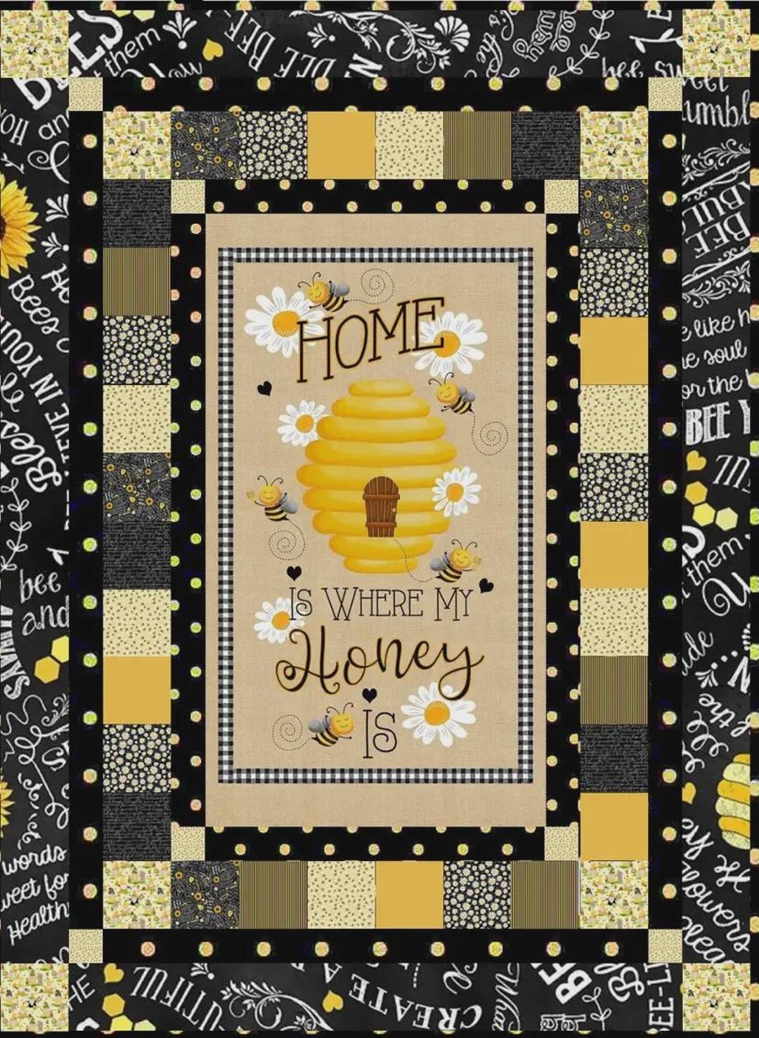 Bee Quilt Kit 50"x68", Home is Where My Honey is Fabrics by Timeless ...