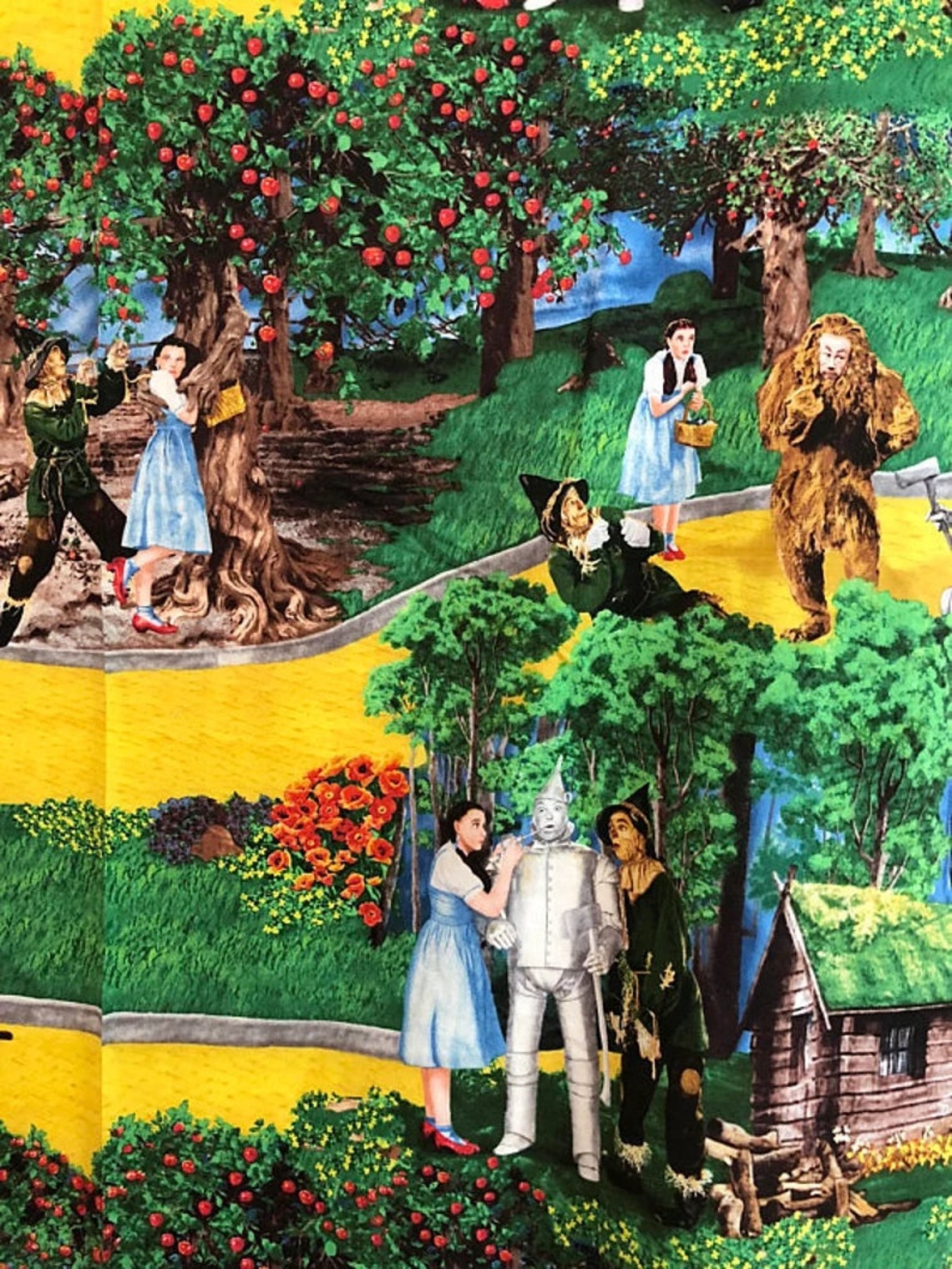 Wizard of Oz Fabric 1/2 Yard, Judy Garland as Dorothy Glinda Tin Man ...