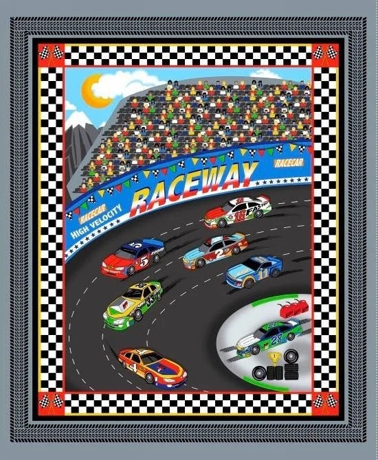 Fast Track Fabric Panel 36x44, Nascar Race Track Fabric, 1170 Henry ...