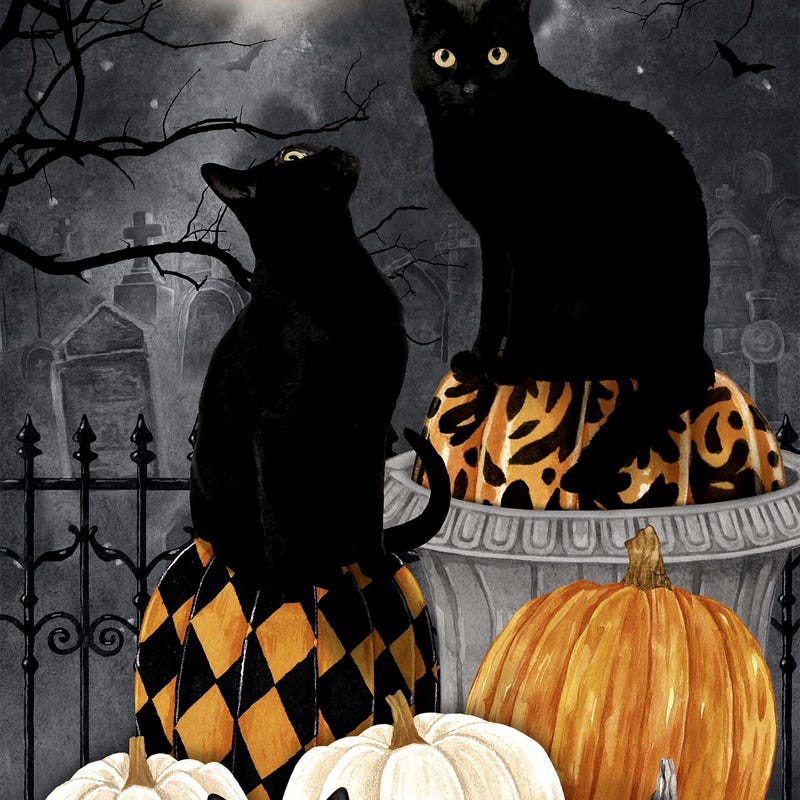 Northcott black cat caper panel - Etsy.de