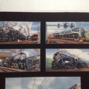 Train Fabric Panel 23"x43", All Aboard #8500 Fabric by Elizabeth ...