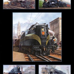 Train Fabric Panel 23"x43", All Aboard #8500 Fabric by Elizabeth ...