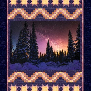 Quilt Kit 54"x68", Northern Lights Nightshade, Hoffman Fabrics Bed ...