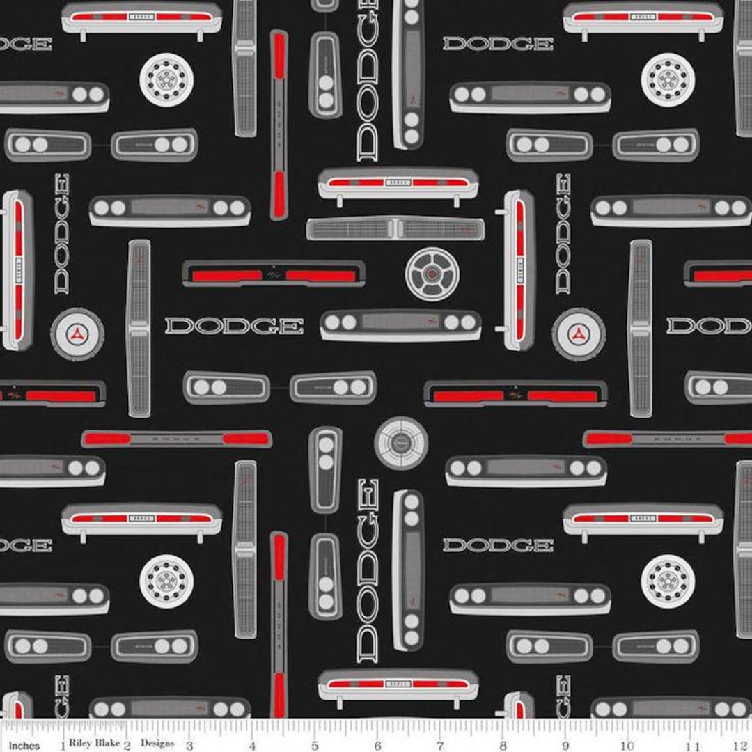 Dodge Logo Fabric Sold by the Half Yard, C7191 Riley Black Fabric ...