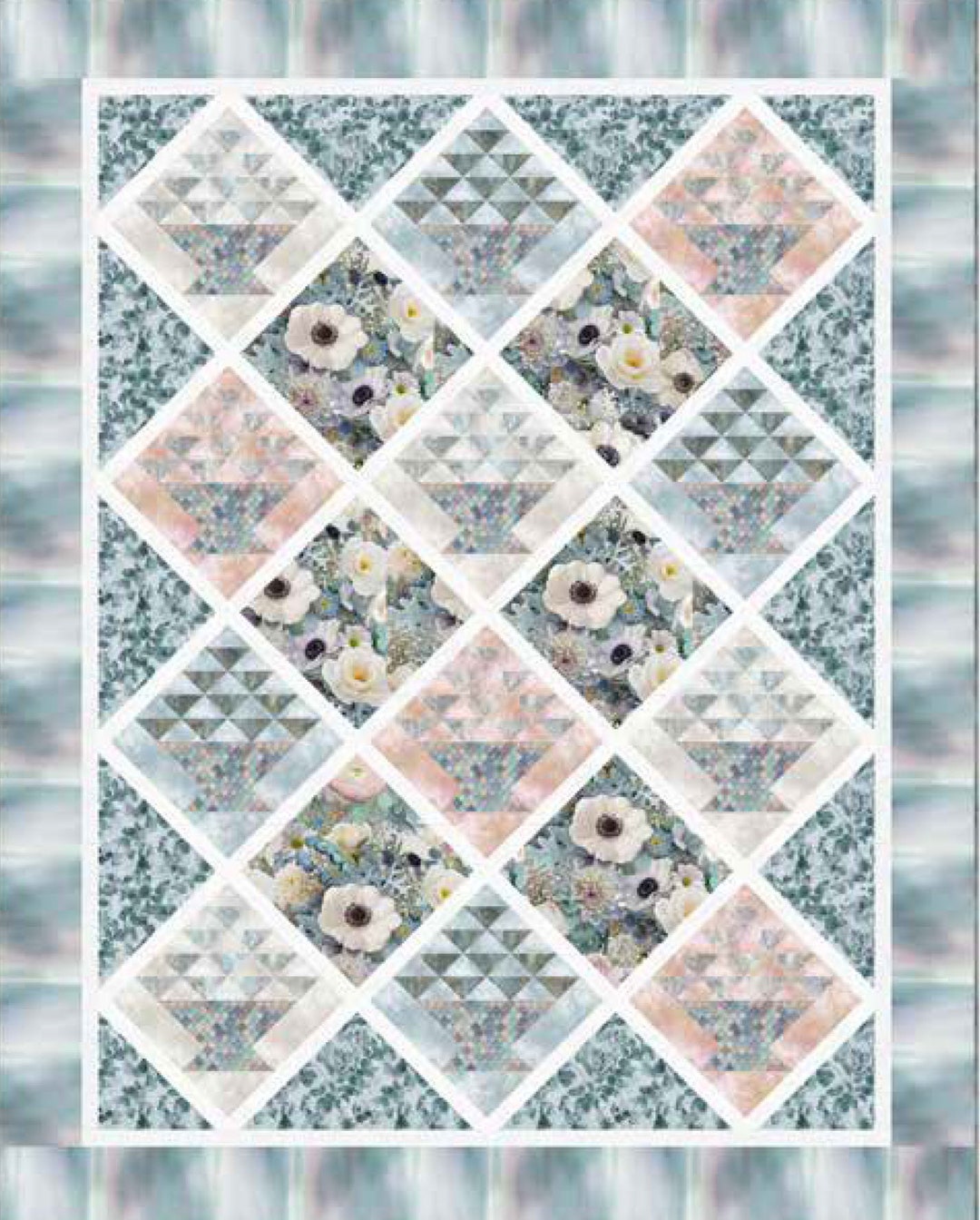 Quilt Kit Farmhouse Blooms 59x74, Hoffman Fabrics, Floral Gift Quilt ...