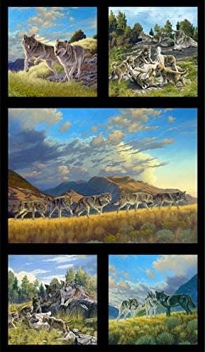 Wolves Fabric Panel 24x43 5017black by - Etsy