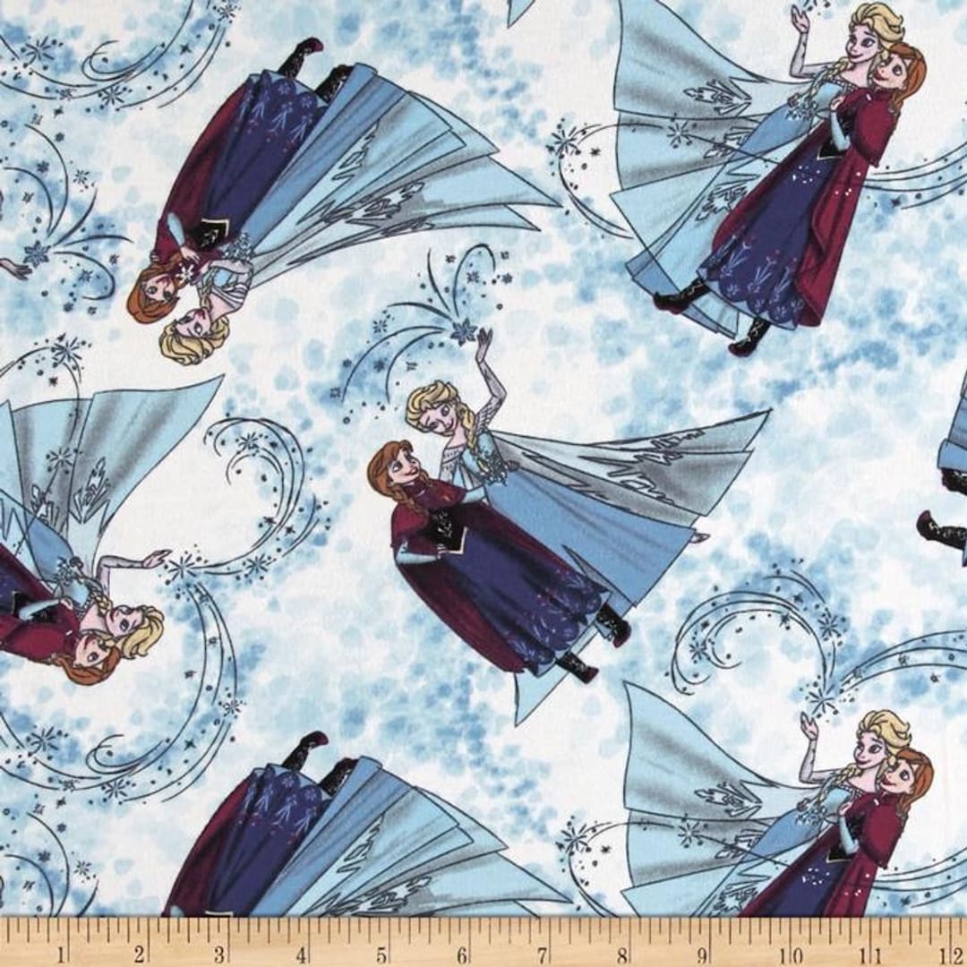 Elsa and Anna Scenic Toss KNIT Fabric 1/2 Yard, 54" Wide Cotton/spandex ...