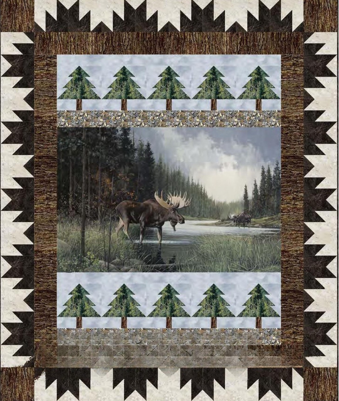 Quilt Kit 60"x72", Moose Lake, Northcott Fabrics, Quilt Forest Trees ...