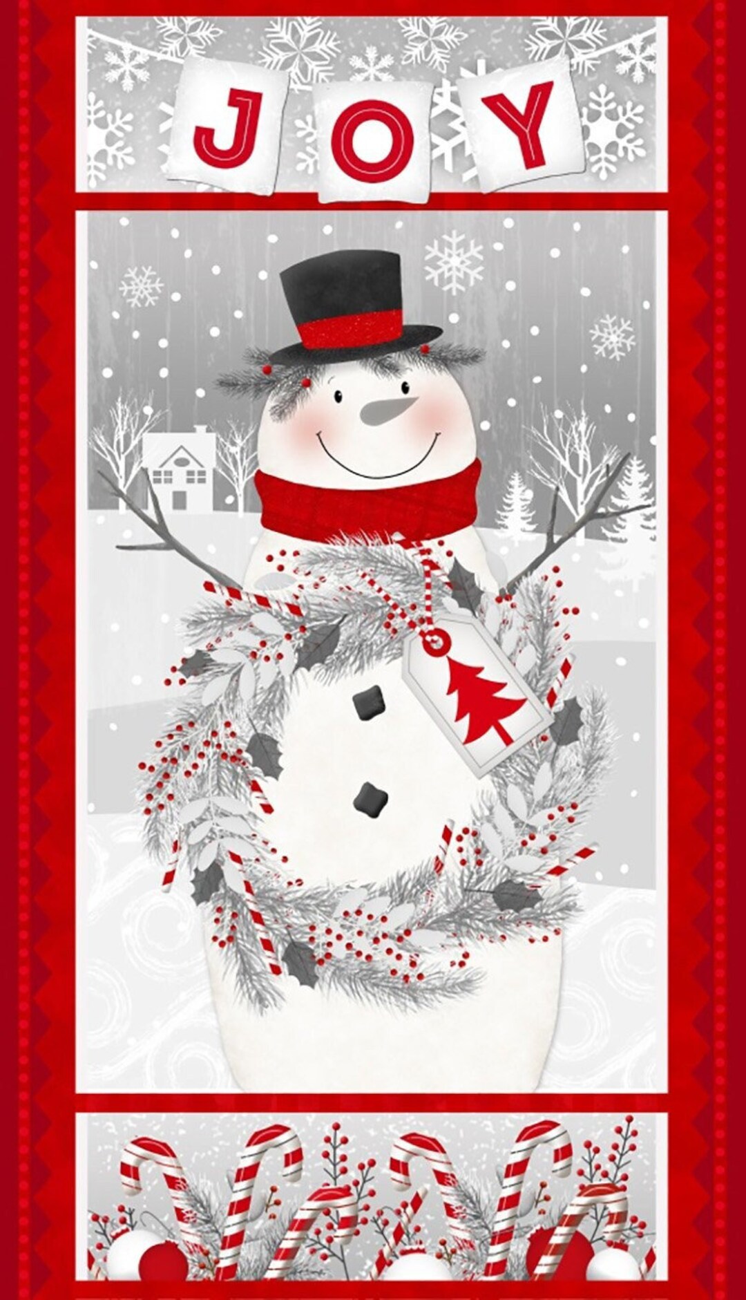 Frosty Snowman Flannel Panel 25x43, F6977P-88 Snowman Flannel Panel by ...