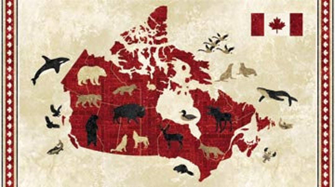 Canada Map 43"x23", Northcott Stonehenge Fabric, RARE Discontinued ...