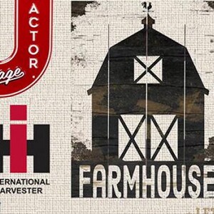 Farmall Tractor Signs Fabric 1/2 Yard, Vintage Red Tractor, Farm ...