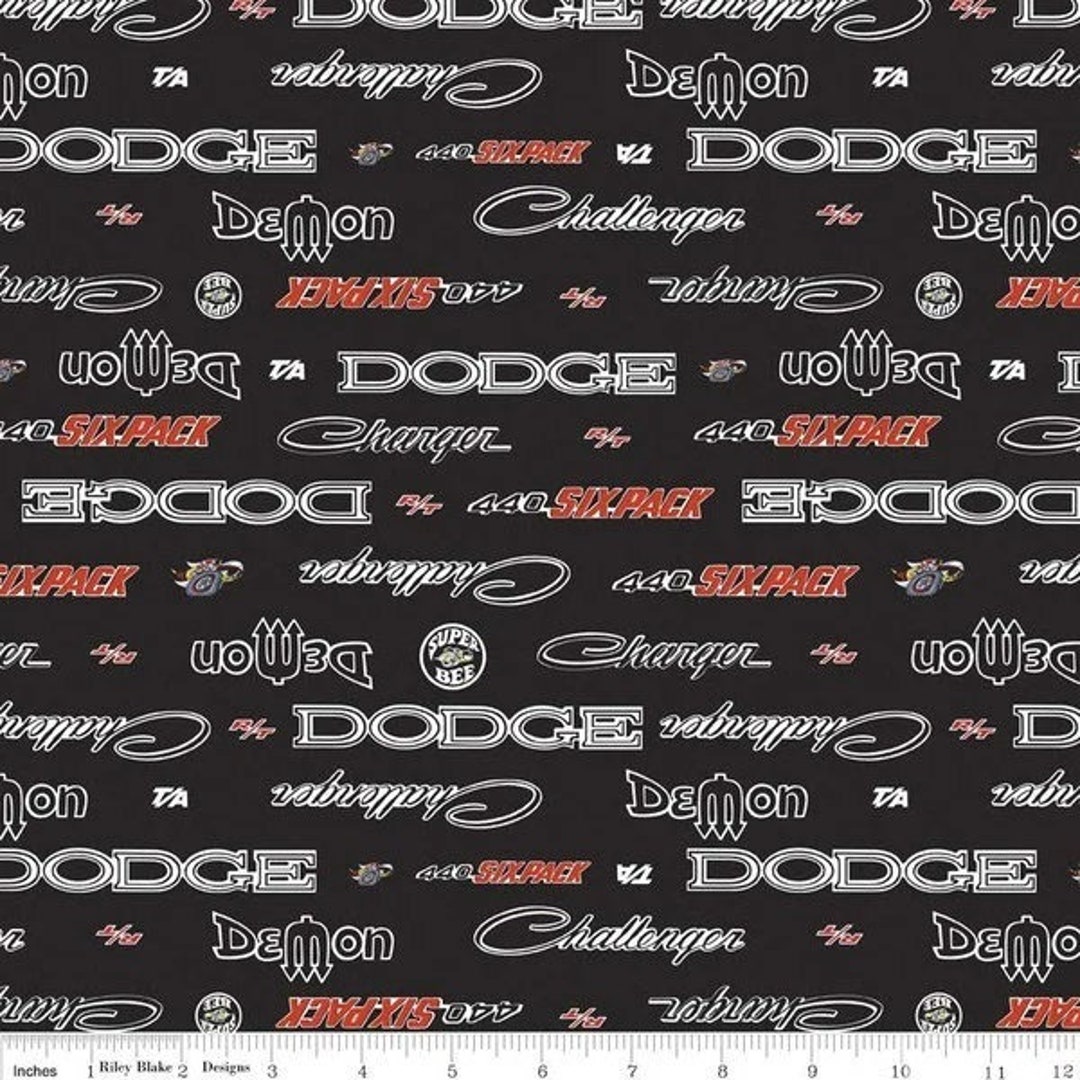 Dodge Logo Fabric Sold by the Half Yard, C7191 Riley Black Fabric ...