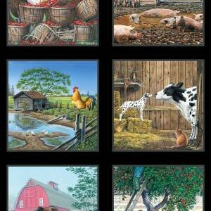 Farm Life Fabric Panel 24"x43", 8001black Elizabeth's Studios, Ducks ...