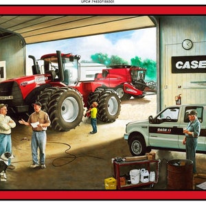 RARE Case IH Fabric Panel 43"x36", Garage Case IH Fabric, Red Tractor ...