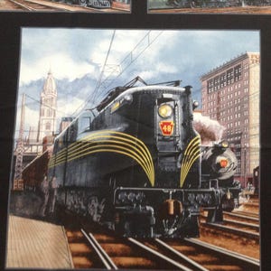 Train Fabric Panel 23"x43", All Aboard #8500 Fabric by Elizabeth ...