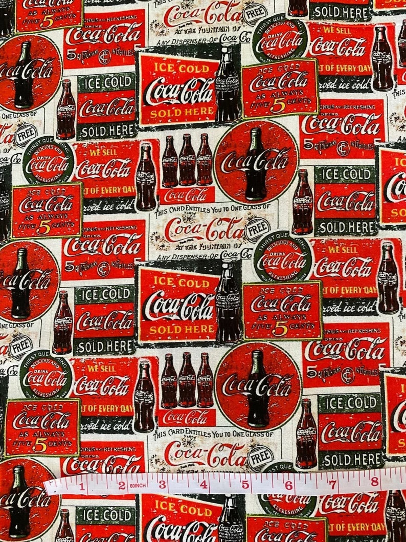 Coca Cola Fabric 1/2 Yard, 10146 Sykel Enterprises, Vintage Coke Quilt ...