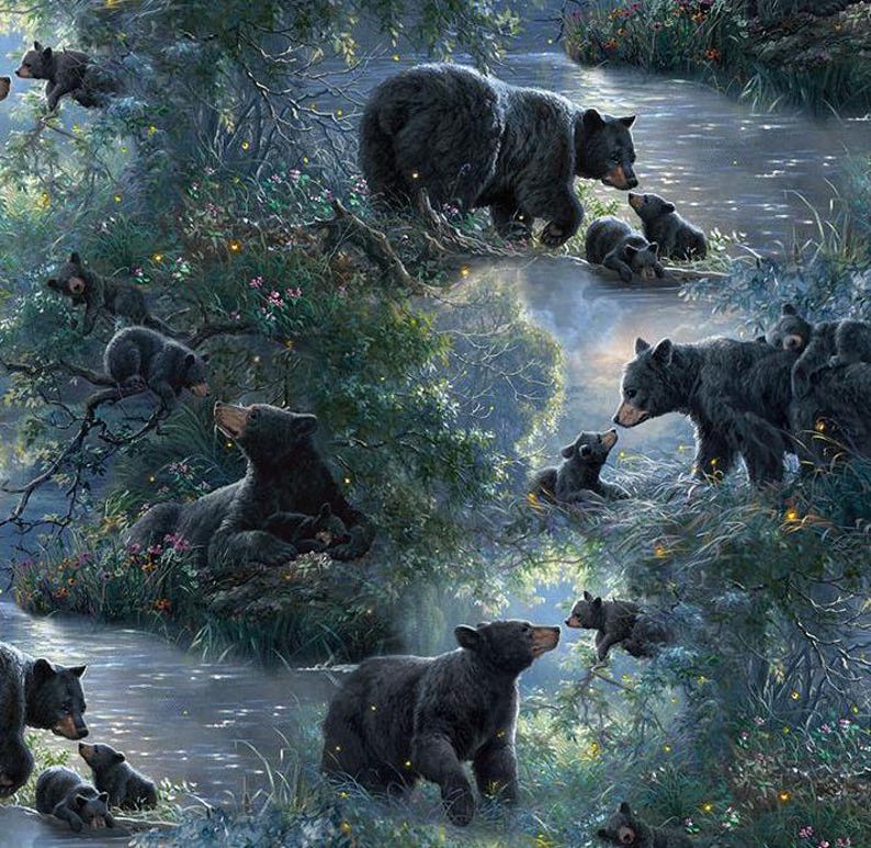 Quilt Kit 70”x59”, Bear Kisses Fabrics by Northcott Bed Quilt Wildlife ...