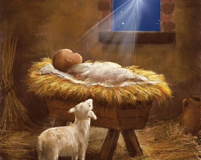 Manger Nativity Scene Fabric Panel 36"x43", Pd12378r-manger DIGITALLY ...