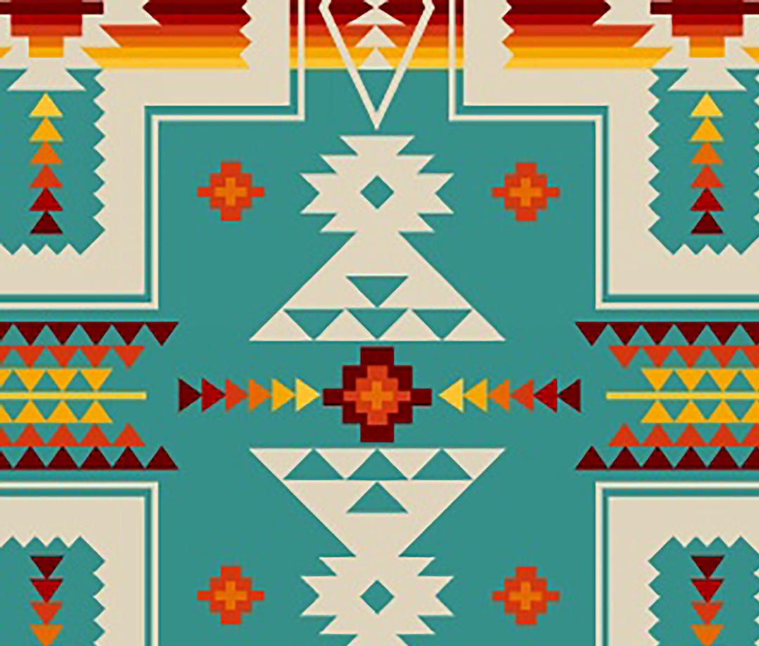 Native Indigenous Fabric 1/2 Yard, 468-turquoise by Elizabeth's Studio ...
