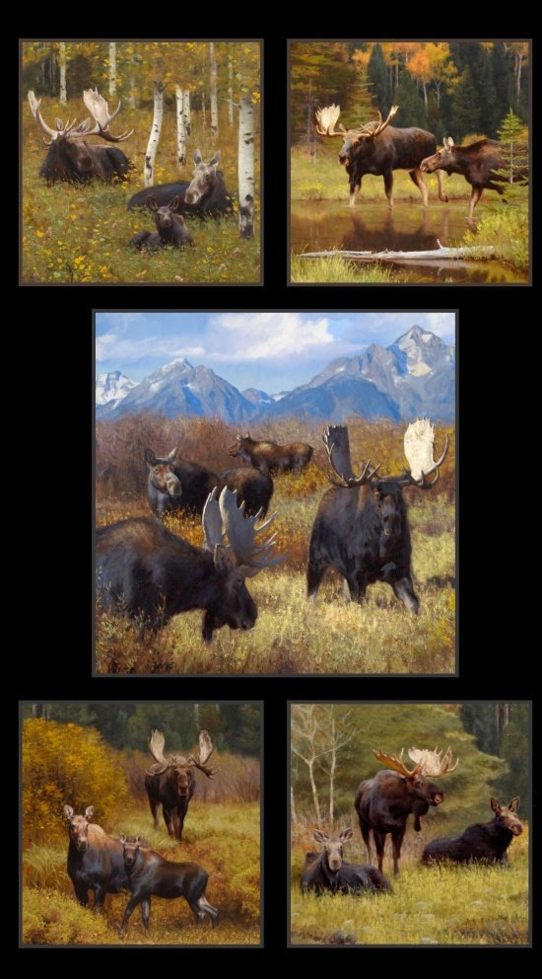 Moose Fabric Panel 24"x43", 8800black North American Wildlife Fabric ...