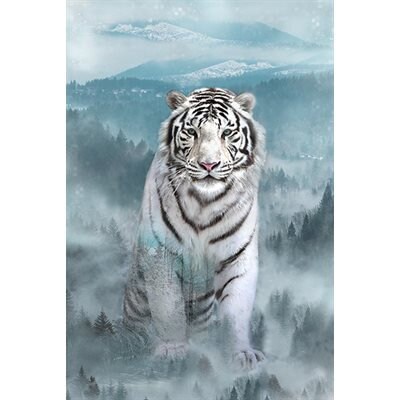 RARE White Tiger Fabric Panel 28"x43",4564-190 by Hoffman, Tiger Gift ...