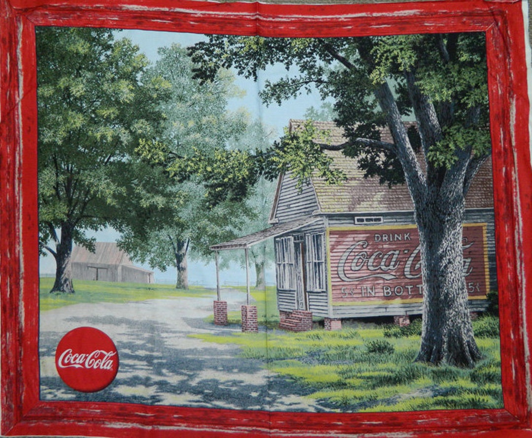 Coca Cola Fabric Panel 43"x 36", Sykel Enterprises, Vintage Coke Quilt ...