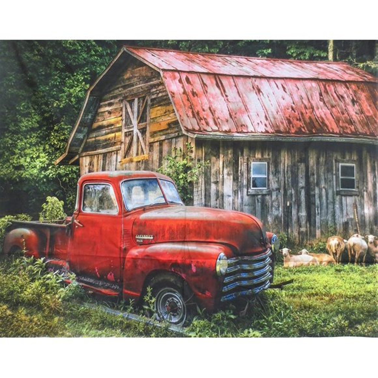 Red Truck Fabric Panel 43x36, Chevrolet 3600 Truck Fabric, David ...