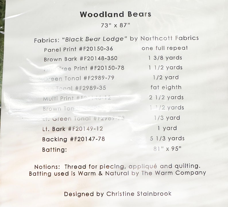 Woodland Bears Flannel Quilt Kit, Black Bear Lodge by Northcott (73"x87 ...
