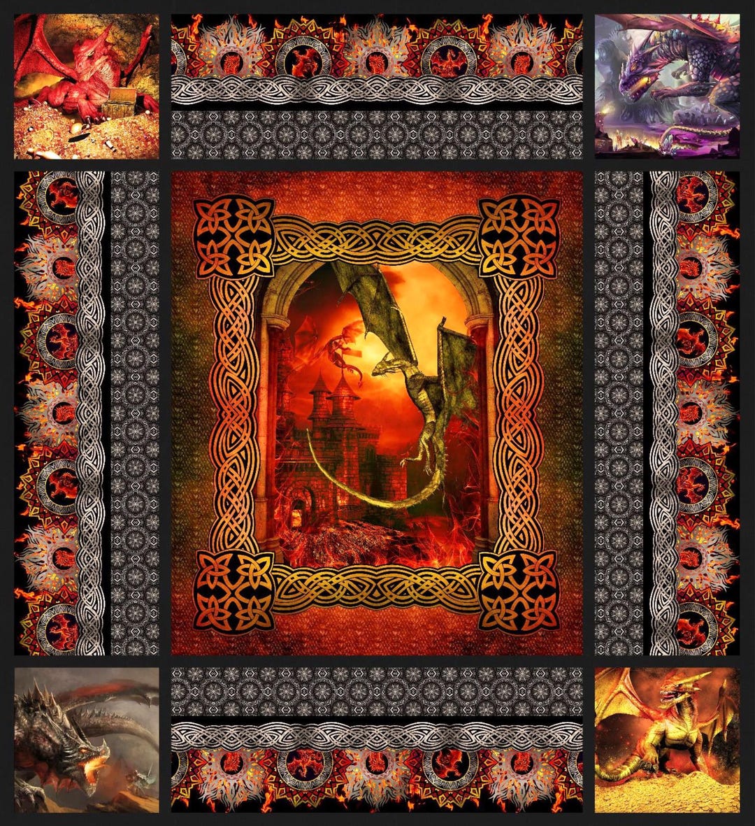 Dragons Red Quilt Kit 62 1/2"x68 1/2", Using in the Beginning Fabrics ...