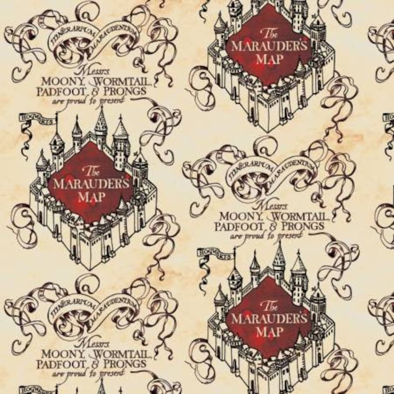 HP Marauder's Map Tan MINKY Fabric, Sold by the Half Yard, Wizard Minky Quilt, Soft Cuddly ...
