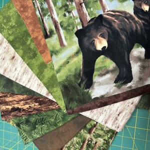 Quilt Kit Woodland Bears Flannel 73"x87", Black Bear Lodge Flannel by ...