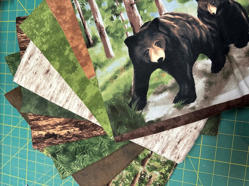 Woodland Bears Flannel Quilt Kit, Black Bear Lodge by Northcott (73"x87 ...
