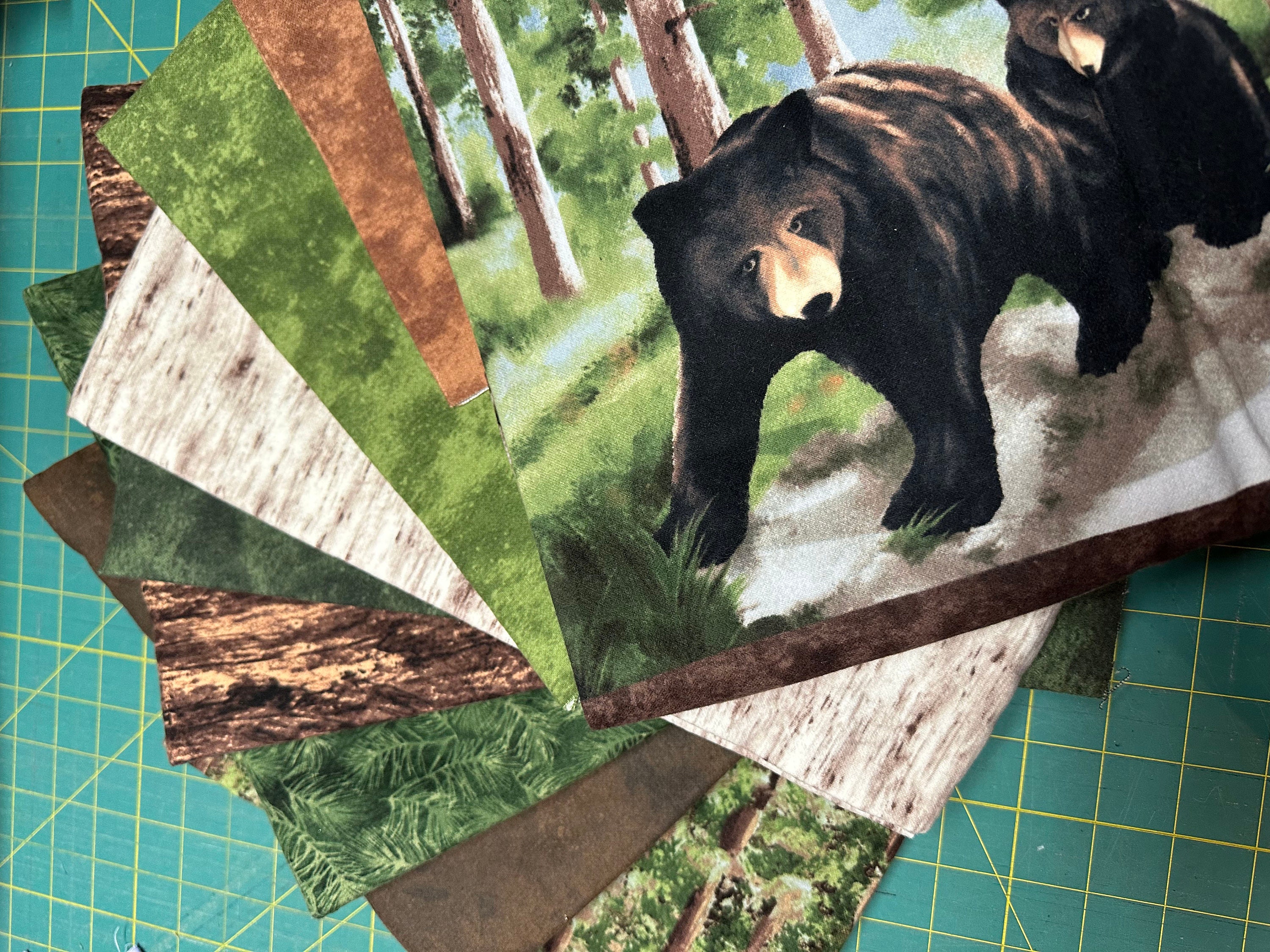 Woodland Bears Flannel Quilt Kit, Black Bear Lodge by Northcott (73"x87 ...
