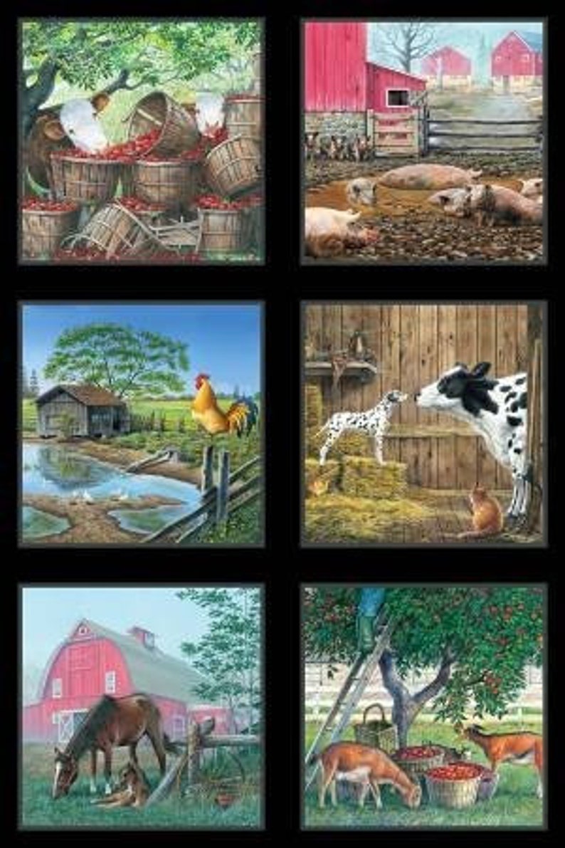 Farm Life Fabric Panel 24"x43", 8001black Elizabeth's Studios, Ducks ...