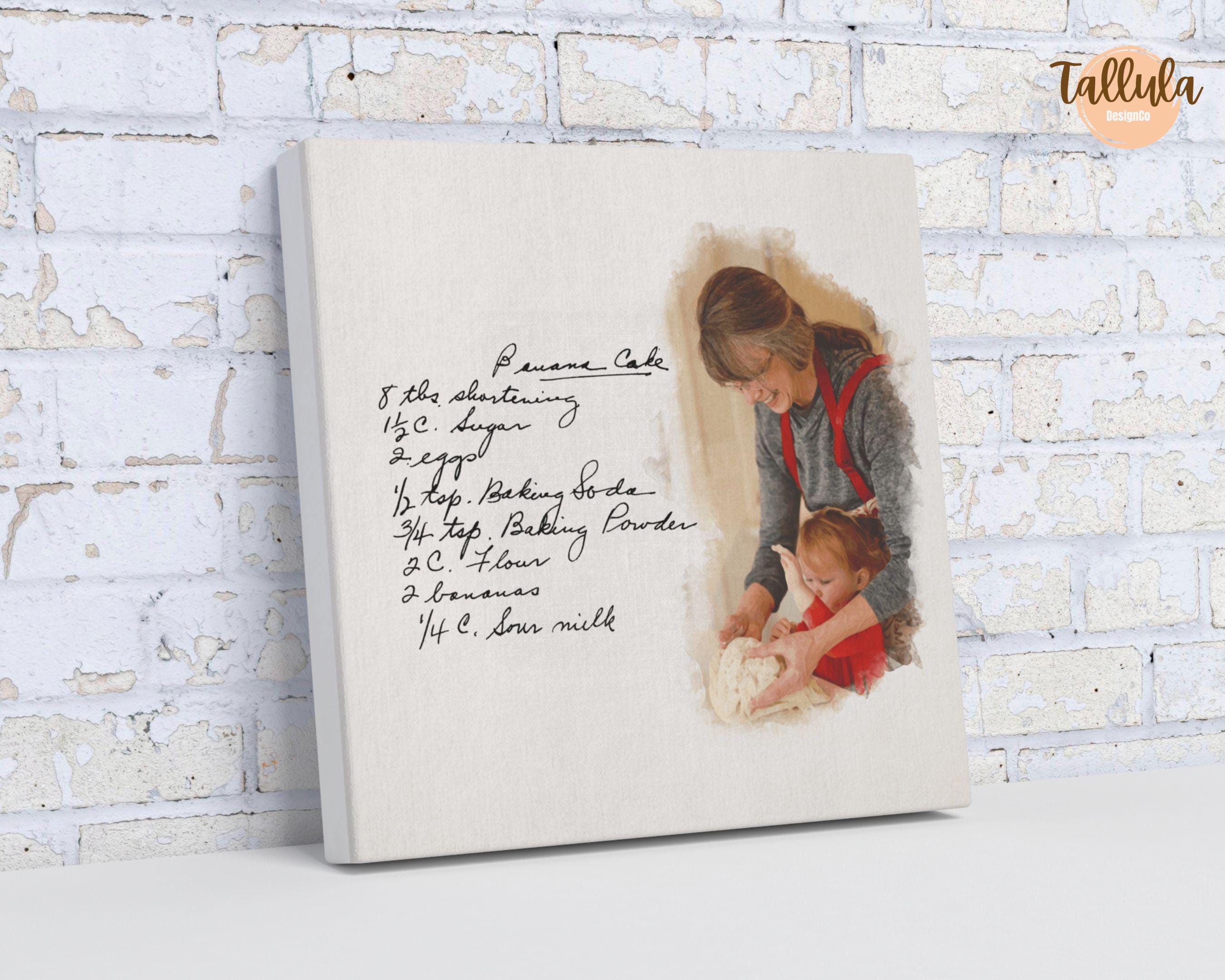 Personalized Recipe Gifts With Portrait Printed on Canvas, Handwritten ...
