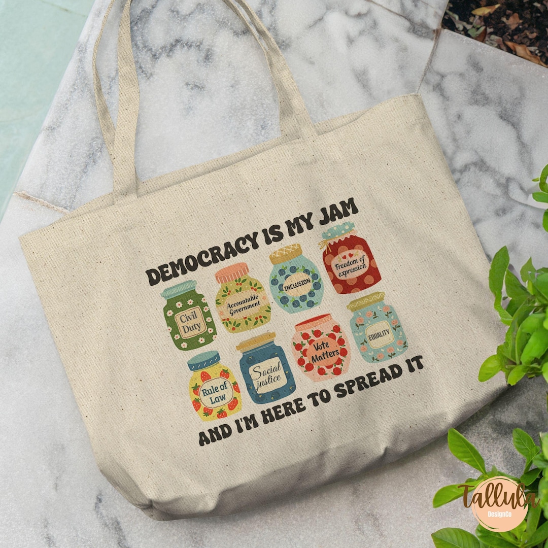 Democracy is My Jam Tote Bag, Pro Democracy Graphic Bag With Equality ...