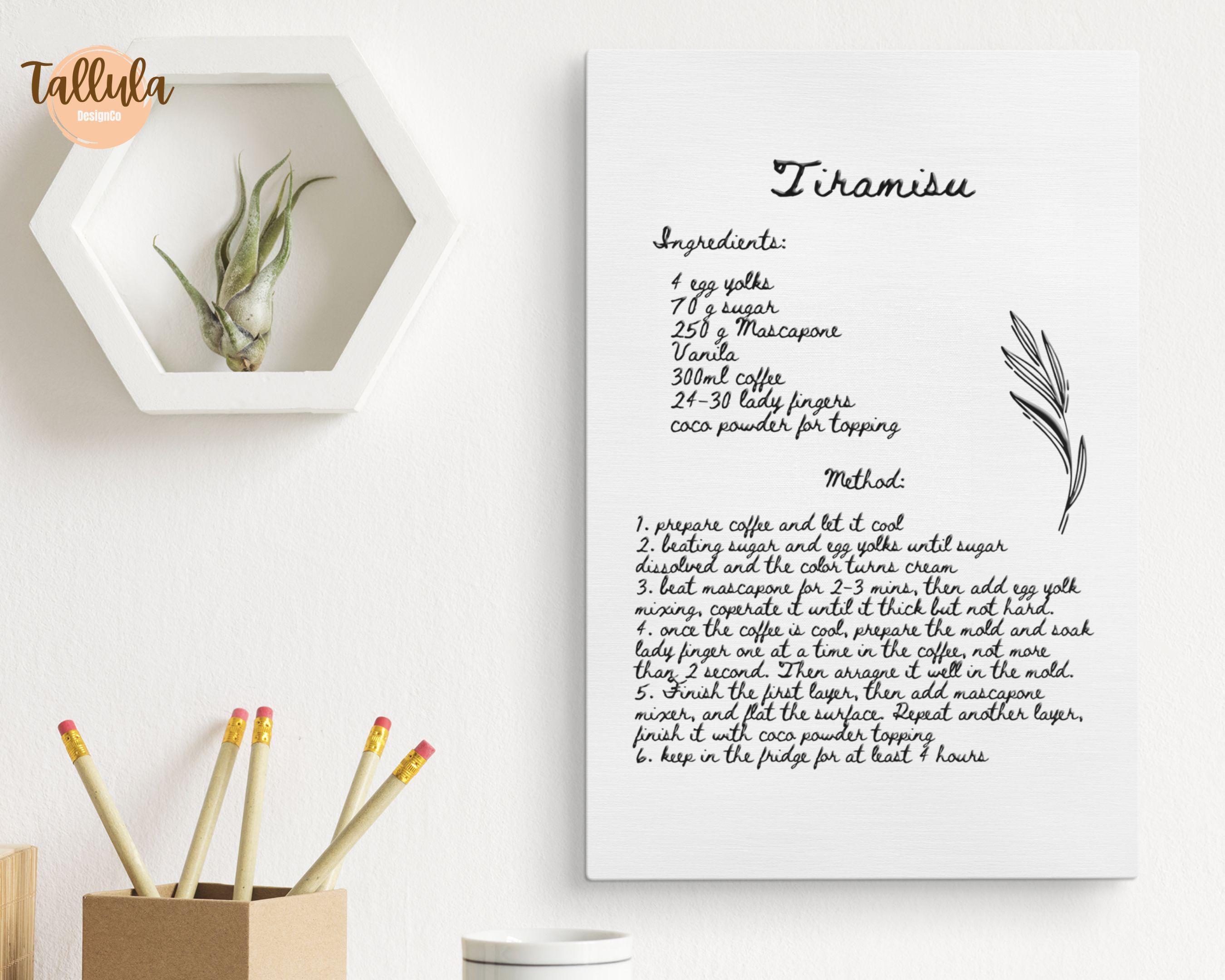Personalized Recipe Gifts With Portrait Printed on Canvas, Handwritten ...