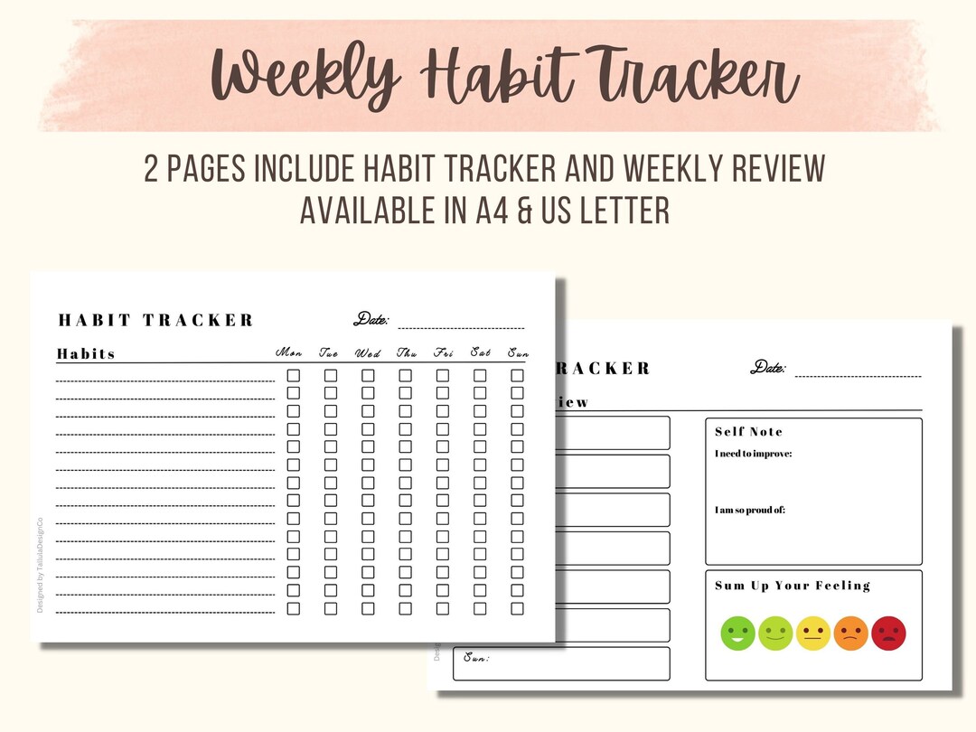 Weekly Habit Tracker Printable, 7 Day Routine Planner, Daily Habit ...