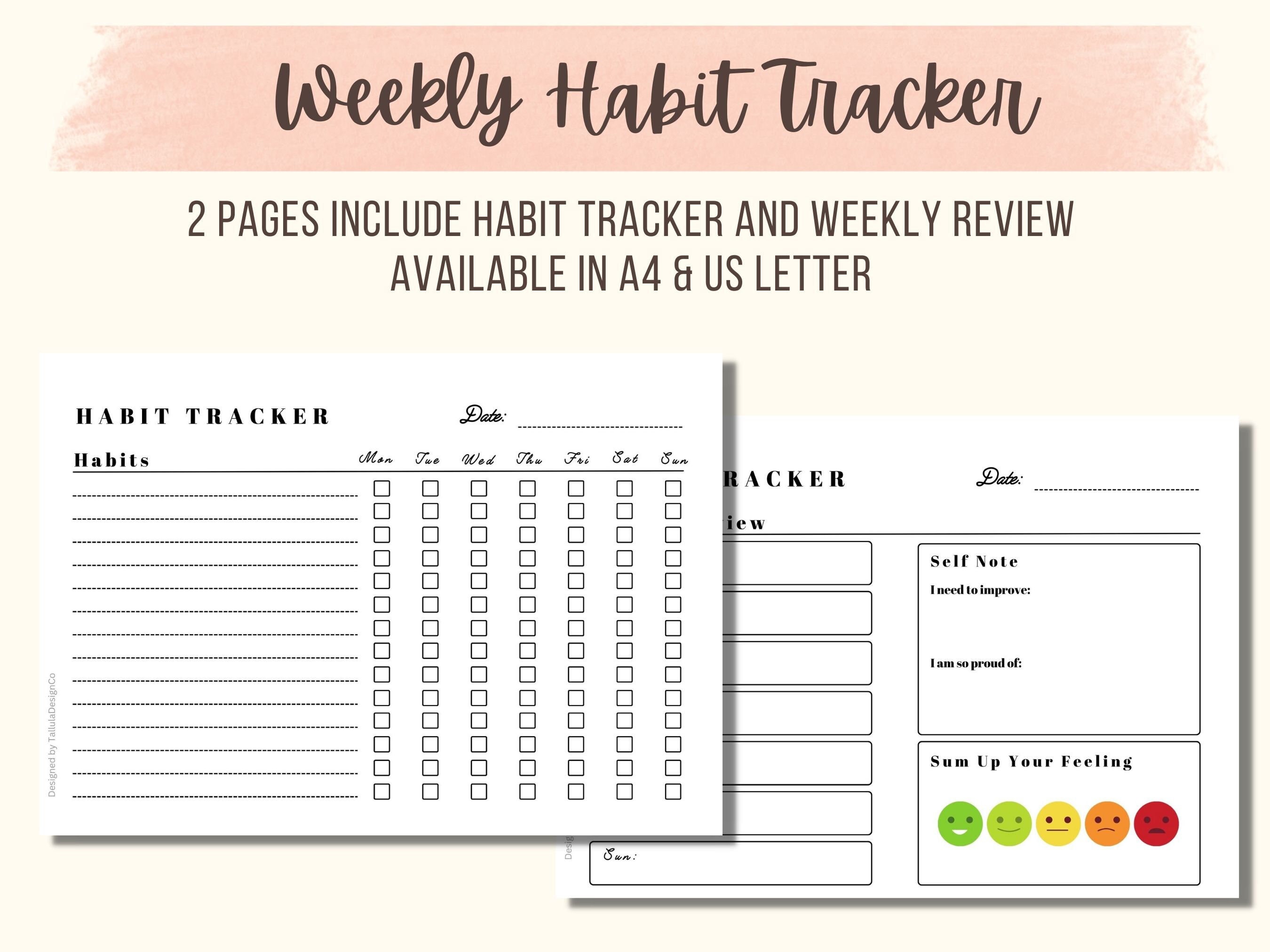Weekly Habit Tracker Printable, 7 Day Routine Planner, Daily Habit ...