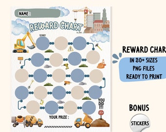 Printable Construction Reward Chart Construction Sticker Chart Kids ...