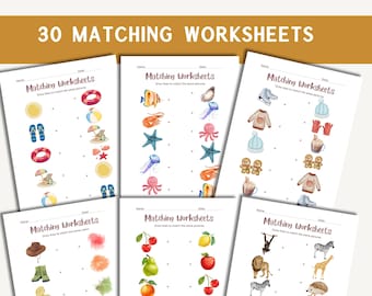 Matching Worksheets, Match the Picture, Kindergarten Preschool Activity ...