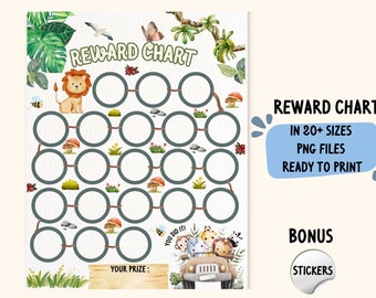 Jungle Reward Chart Printable Safari Kids Behavior Chart Potty Training ...