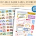Editable School Supply Labels Name Tags for School Supplies School ...