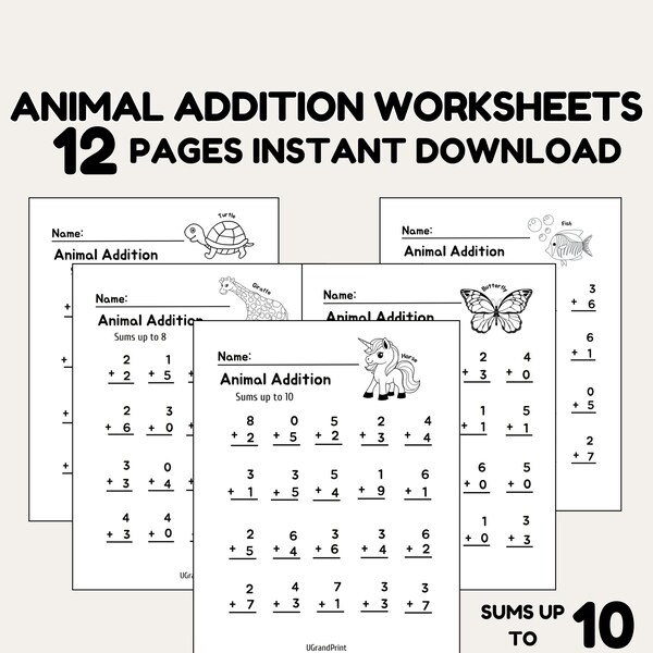 Addition Worksheets - Etsy