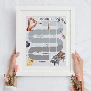 Music Reward Chart for Kids Printable Behavior Chore and Practice ...