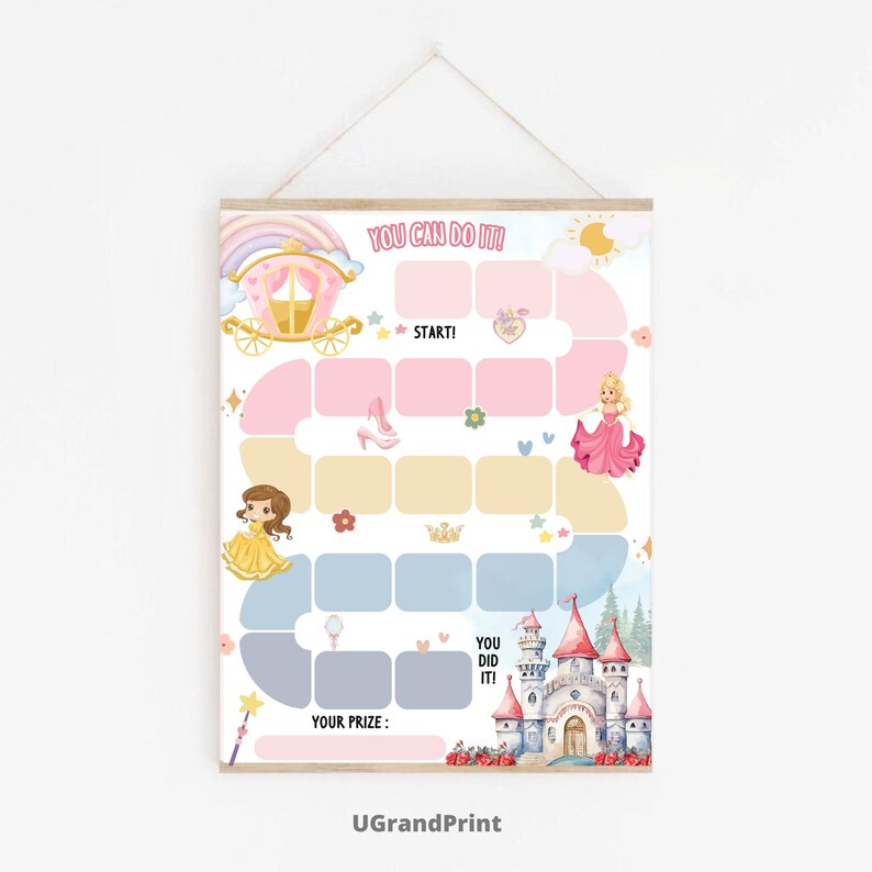 Girls Princess Reward Chart Printable Castle Behavior and Chore ...