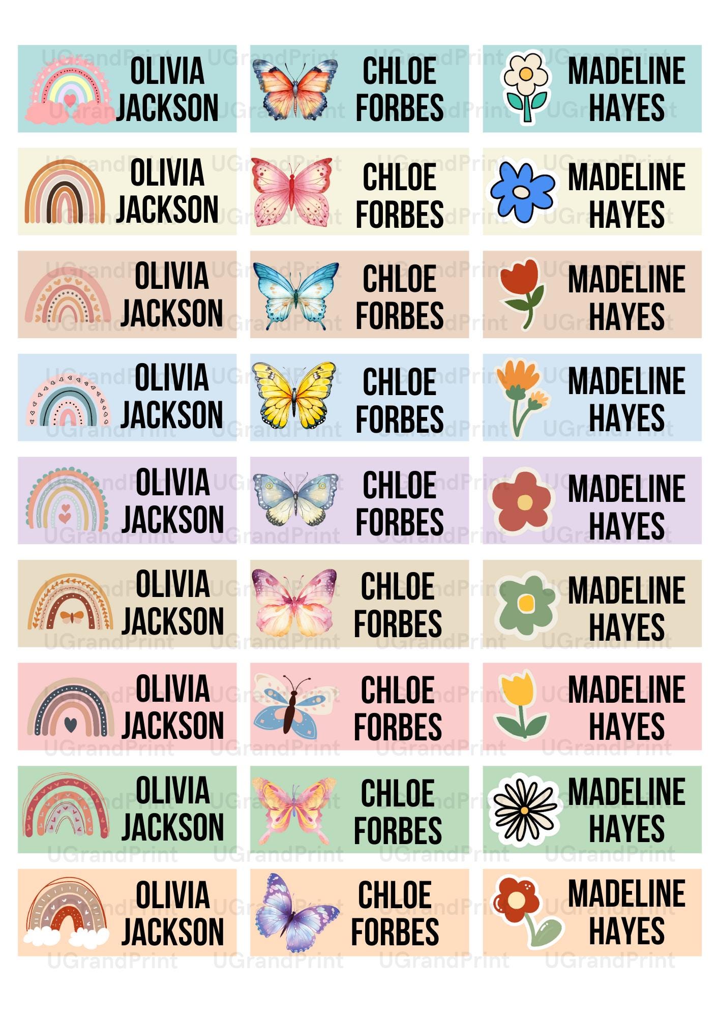 Editable School Supply Labels: Personalized Name Tags (canva Template ...