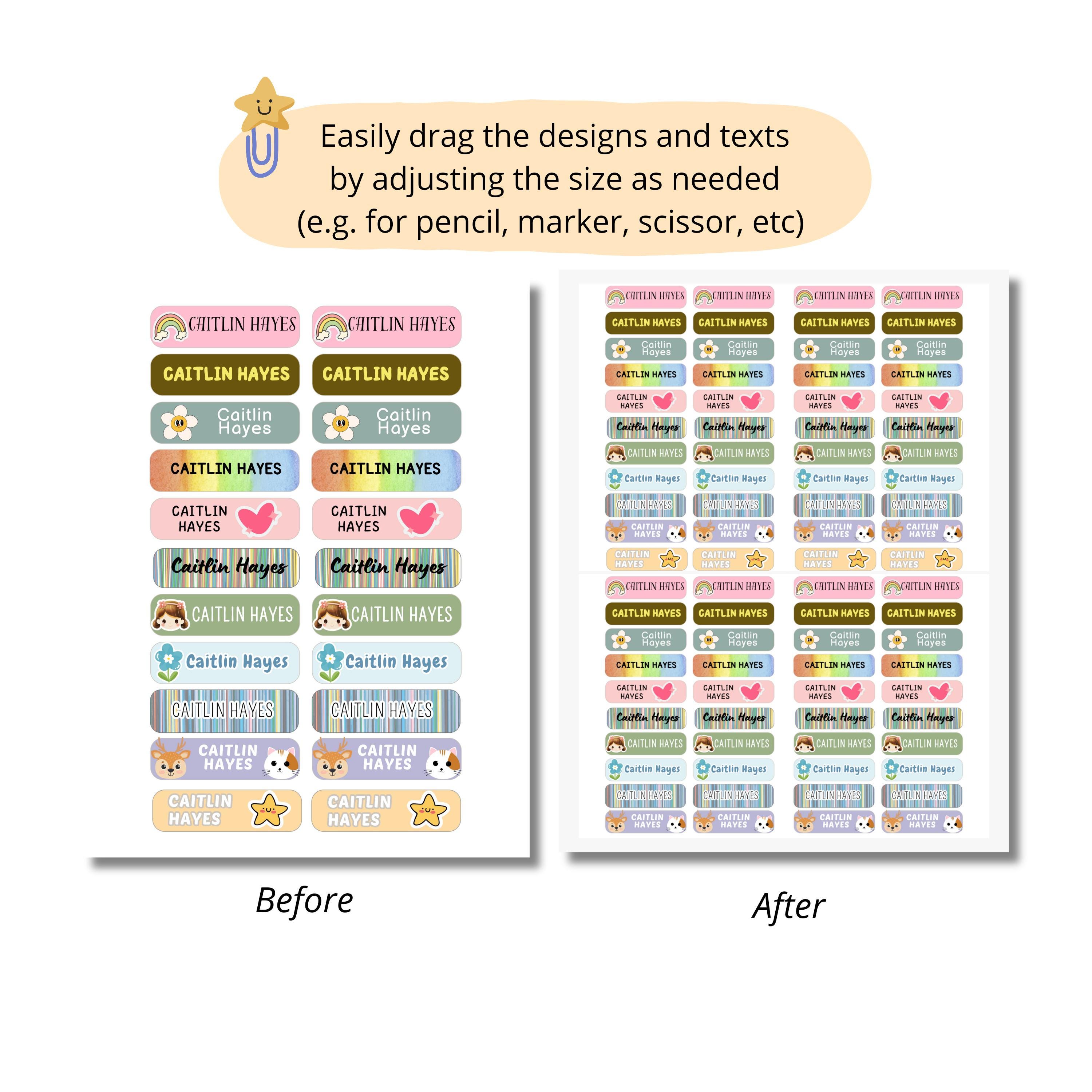Editable School Supply Labels: Personalized Name Tags (canva Template ...